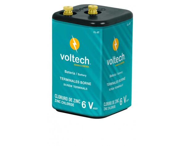 Pila cloruro de zinc, 6v, terminales de borne, Volteck