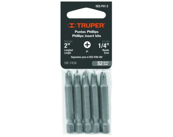 Puntas Phillips PH1, 2', 5 piezas